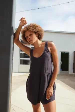 KNOWN SUPPLY Ivy Romper - Washed Black