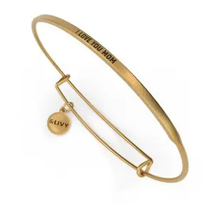 &LIVY Livy Posy Bangle Bracelet 'i Love You Mom - Gold