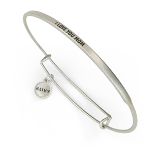 &LIVY Posy Bangle Bracelet I Love You Mom - Silver