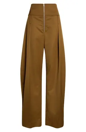 FERRAGAMO Pleated Barrel Leg Wool & Cashmere Pants