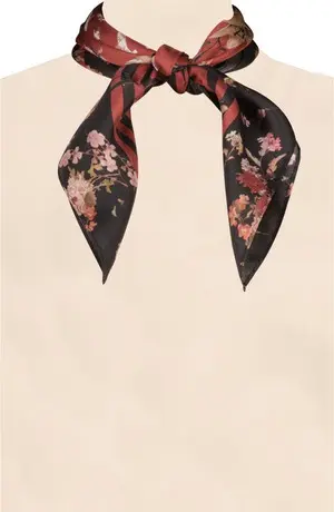 ALLSAINTS Perta Silk Twill Scarf - Brown Multi