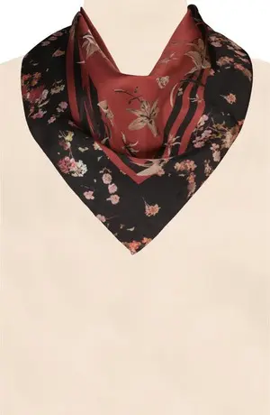 ALLSAINTS Perta Silk Twill Scarf - Brown Multi