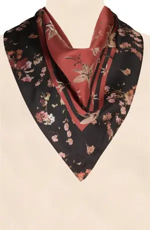 ALLSAINTS Perta Silk Twill Scarf - Brown Multi