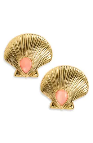 FRASIER STERLING Bora Bora Shell Statement Stud Earrings - Coral