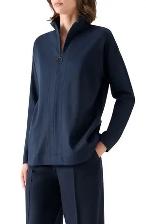 Akris Wool Jersey Half Zip Sweatshirt