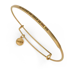 &LIVY Posy Bangle Bracelet She Believed She Could So She Did Gold