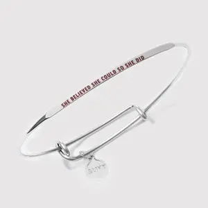 &LIVY Posy Bangle Bracelet She Believed She Could So She Did - Silver