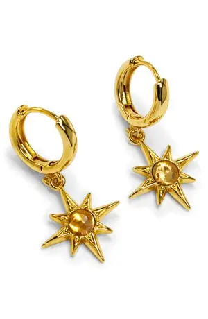 LA MENO Solar Charm Hoop Earrings - Gold