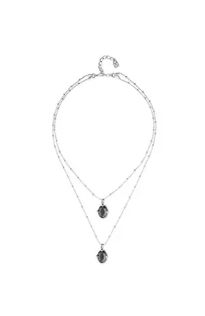 UNODE50 Double Necklace Plated In Sterling And Small Faceted Crystals - Silver