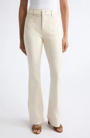 Veronica Beard Beverly Skinny Flare Leg Jeans - Ecru
