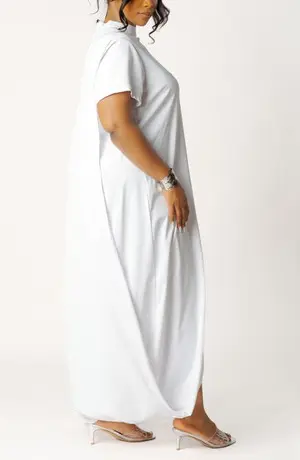 BUXOM COUTURE High Neck Draped Maxi Dress - White