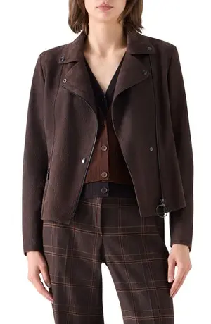 Akris Genuine Suede Moto Jacket