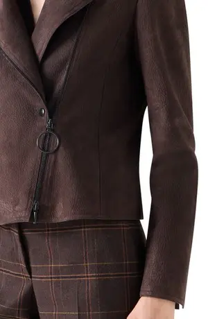 Akris Genuine Suede Moto Jacket