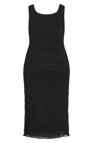 City Chic Emelia Smocked Midi Dress - Black