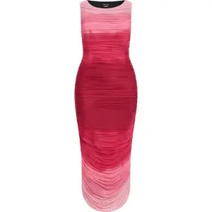 City Chic Halo Ombré Sleeveless Ruched Maxi Dress - Ruby Ombre