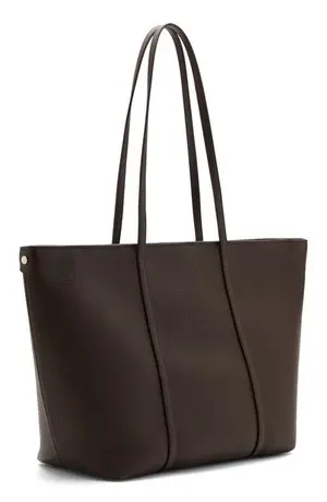 Mango Faux Leather Shopper Bag - Chocolate
