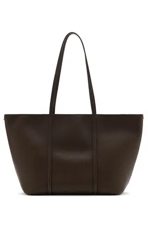 Mango Faux Leather Shopper Bag - Chocolate