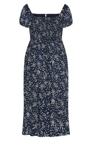 City Chic Abbigail Floral Print Puff Sleeve Midi Dress - Charming Ditsy