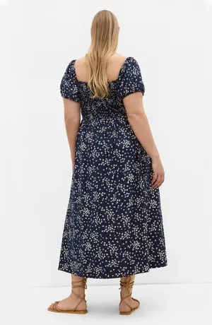 City Chic Abbigail Floral Print Puff Sleeve Midi Dress - Charming Ditsy
