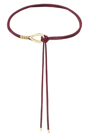 PETIT MOMENTS Faux Leather Tie Belt With Chrome Buckle - Gold/red