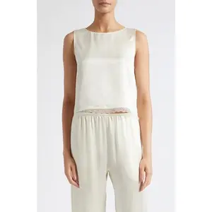 LESET LESET Lace Trim Sleeveless Satin Top