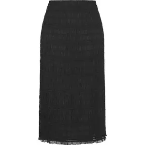 City Chic Emelia Smocked Midi Skirt - Black