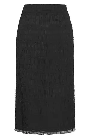 City Chic Emelia Smocked Midi Skirt - Black