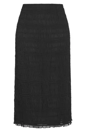 City Chic Emelia Smocked Midi Skirt - Black