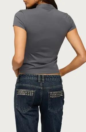 EDIKTED Magnus High Neck Keyhole Top