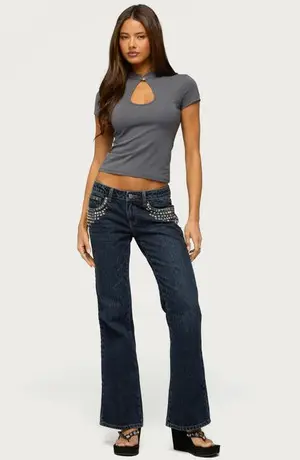 EDIKTED Magnus High Neck Keyhole Top