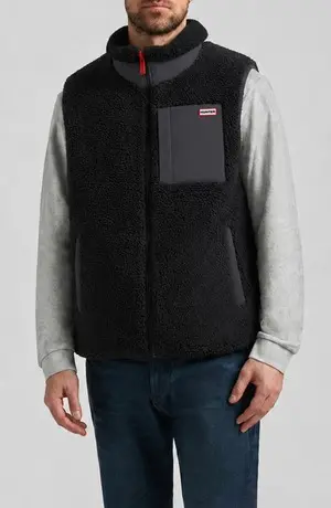 Hunter Noah Faux Shearling Vest - Black