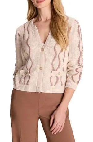 NIC+ZOE Textured Wave Cotton Blend Cardigan