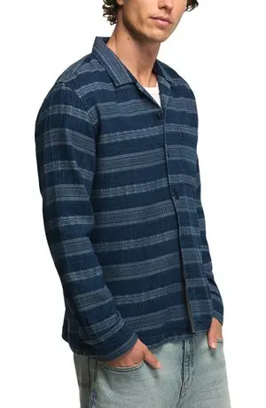 Lucky Brand Stripe Long Sleeve Camp Shirt