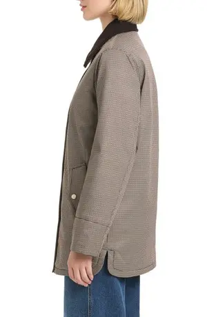 Vince Camuto Water Resistant Barn Jacket - Brown Mini Houndstooth