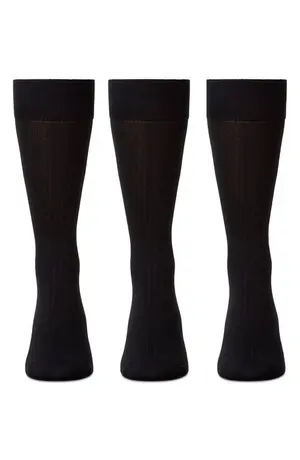 MEMOI 3-pack Mercerized Cotton Blend Dress Socks - Black