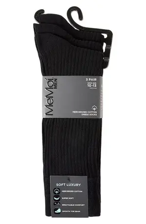 MEMOI 3-pack Mercerized Cotton Blend Dress Socks