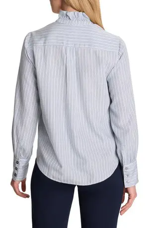 NIC+ZOE Ruffle Neck Stripe Shirt