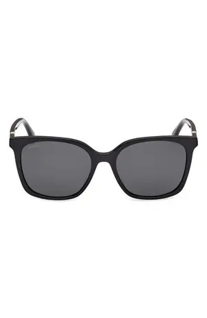 Max Mara 55mm Round Sunglasses - Shiny Black/smoke