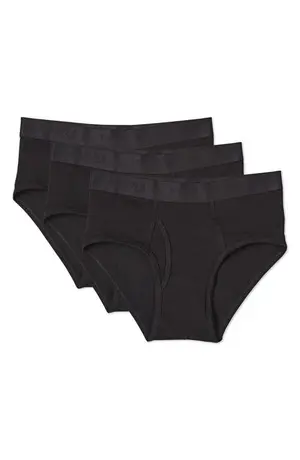 MEMOI Assorted 3-pack Cool Stretch Cotton Briefs - Black