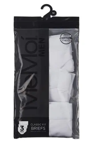 MEMOI Assorted 3-pack Cool Stretch Cotton Briefs - White