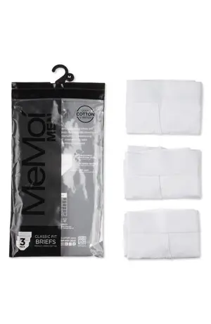 MEMOI Assorted 3-pack Cool Stretch Cotton Briefs - White
