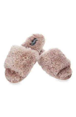 MEMOI The Jacqueline Plush Faux Fur Slide Slipper - Taupe