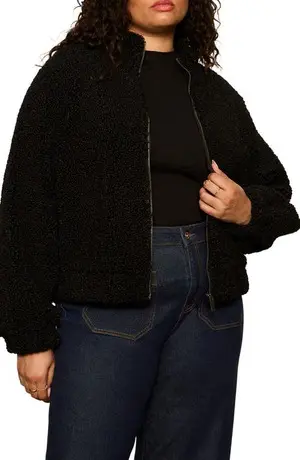 Sanctuary Cloud Nine Fleece Bomber Jacket - Black