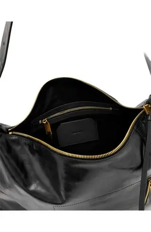 ALLSAINTS Alba Shine Leather Shoulder Bag - Black