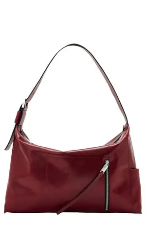 ALLSAINTS Alba Shine Leather Shoulder Bag - Garnet Red