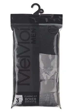MEMOI Assorted 3-pack Cool Stretch Cotton Boxer Briefs - Black-gray-gray