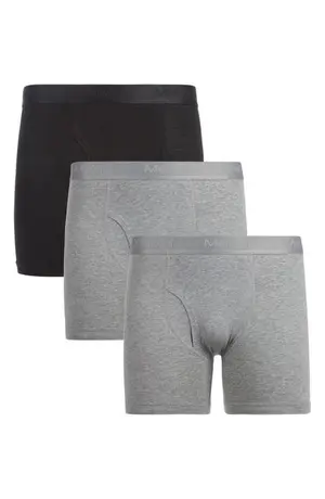 MEMOI Assorted 3-pack Cool Stretch Cotton Boxer Briefs - Black-gray-gray