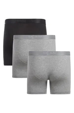 MEMOI Assorted 3-pack Cool Stretch Cotton Boxer Briefs - Black-gray-gray