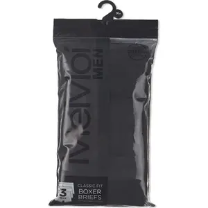 MEMOI Assorted 3-pack Cool Stretch Cotton Boxer Briefs - Black