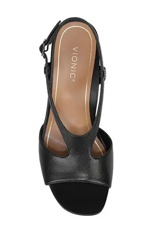 Vionic Raquel Block Heel Sandal - Black Leather